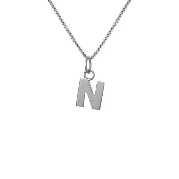 EDGE ONLY Letter Pendant "n" Initial Necklace Sterling - Silver