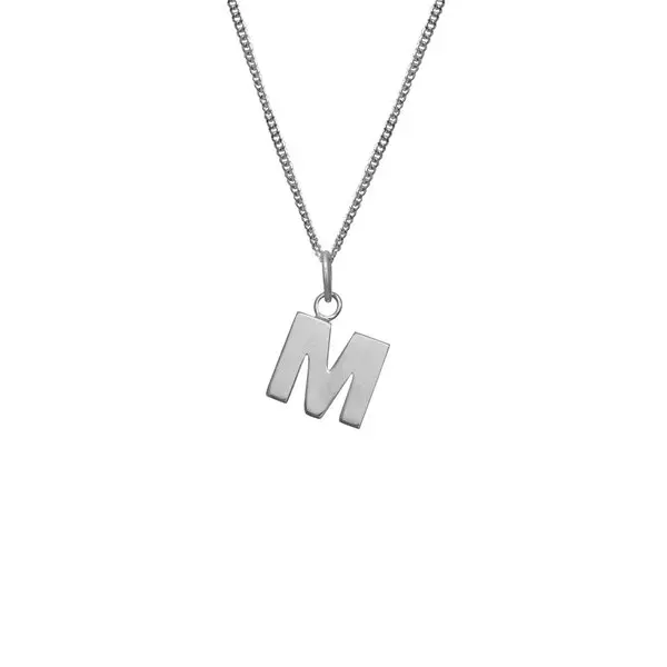 EDGE ONLY Letter Pendant "m" Initial Necklace Sterling - Silver