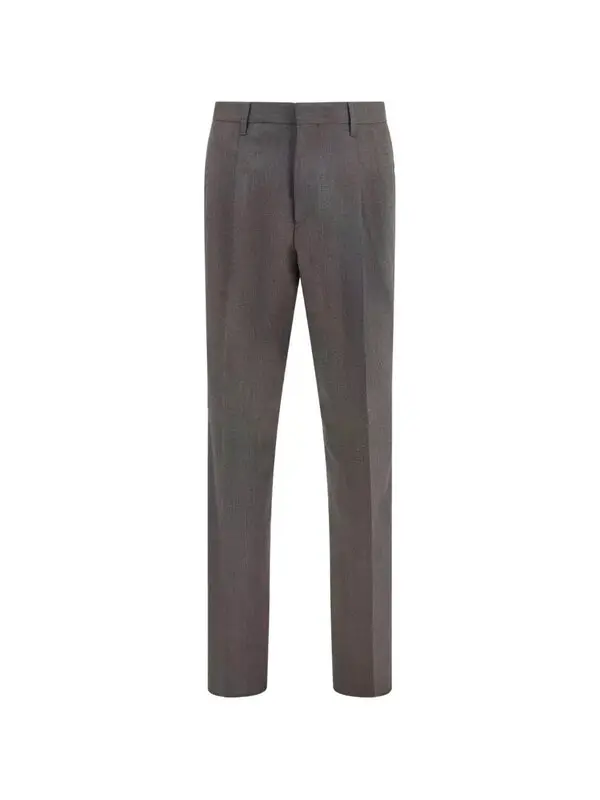 LARDINI Houndstooth-pattern Straight-leg Trousers - Grey