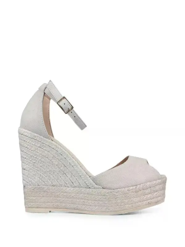 ESPADRILLES Wedge Peep-toe Sandals - Grey