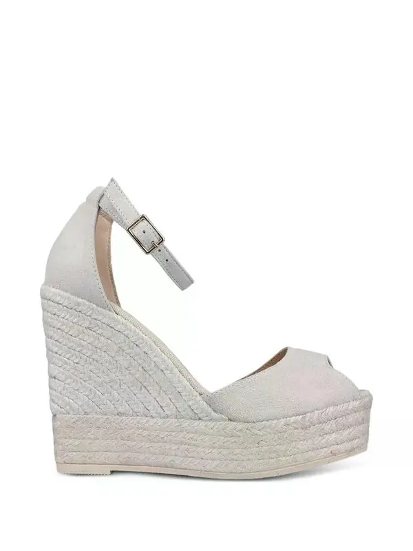 ESPADRILLES Wedge Peep-toe Sandals - Grey