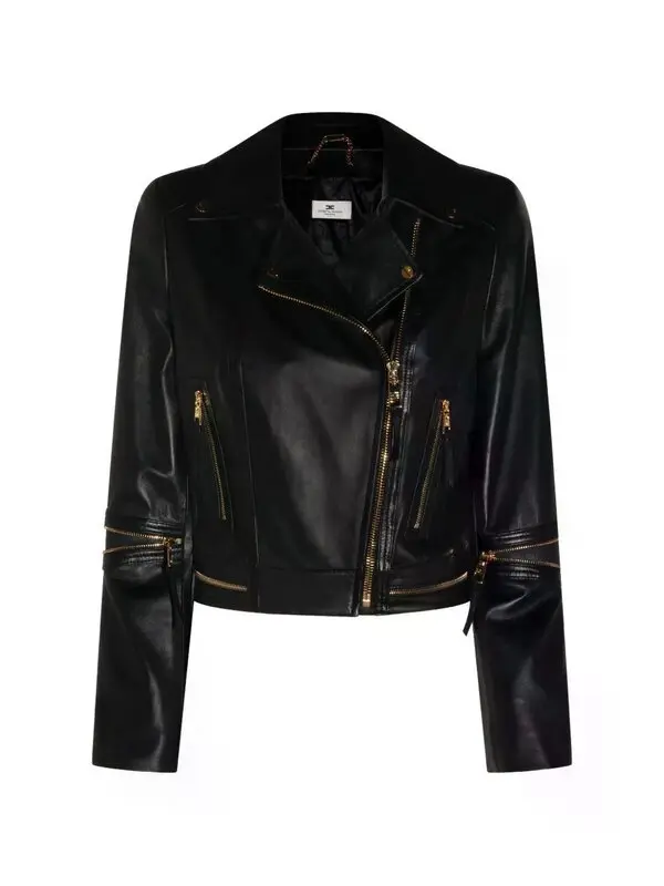 Elisabetta Franchi Zip-detail Leather Jacket - Black