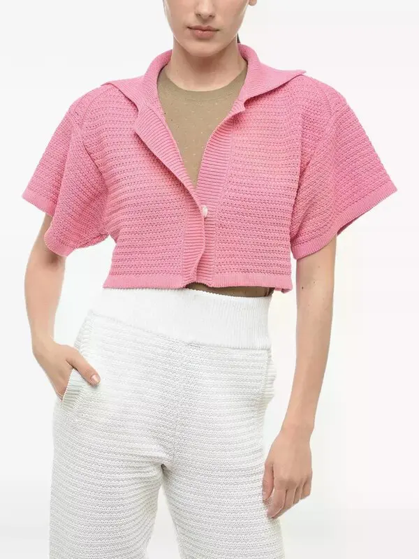 ART ESSAY Short-sleeve Cardigan - Pink