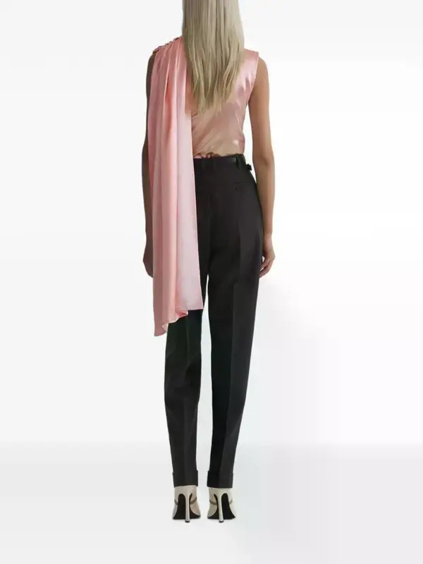 MUGLER Draped Satin Sleeveless Top