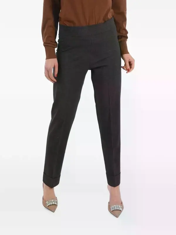 Avenue Montaigne Checked Turn-up Trousers - Grey