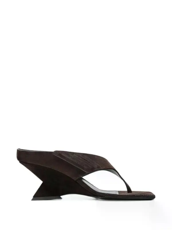Attico Cheope Suede Wedge Sandals - Brown