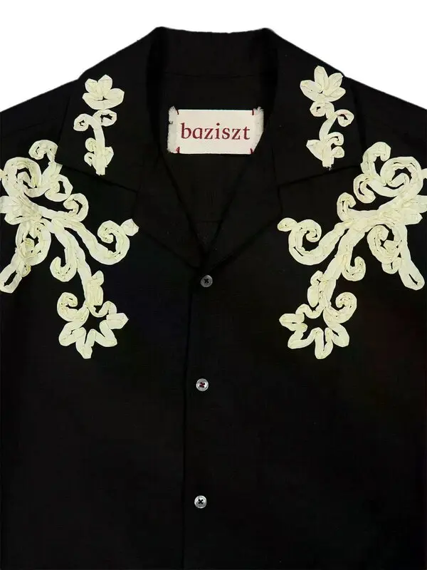 BAZISZT Taja Floral-embroidered Shirt - Black