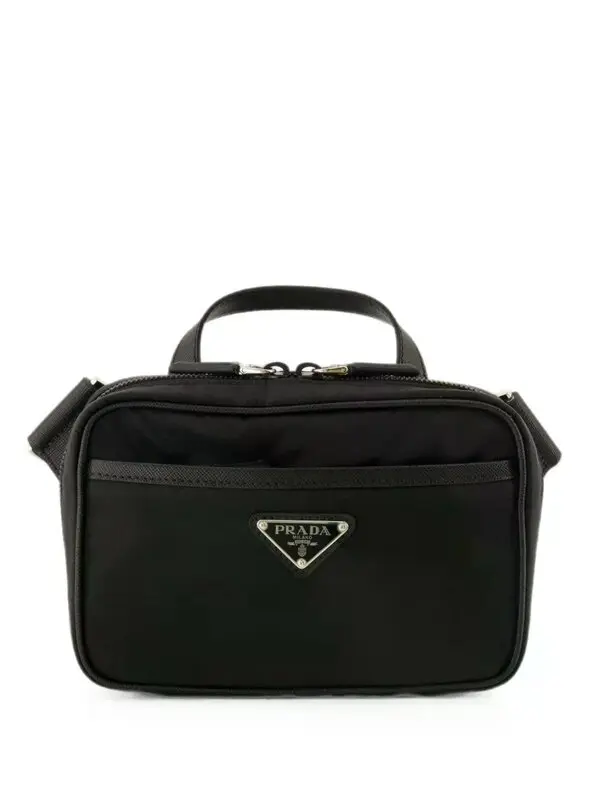 Prada Re-nylon Leather Messenger Bag - Black