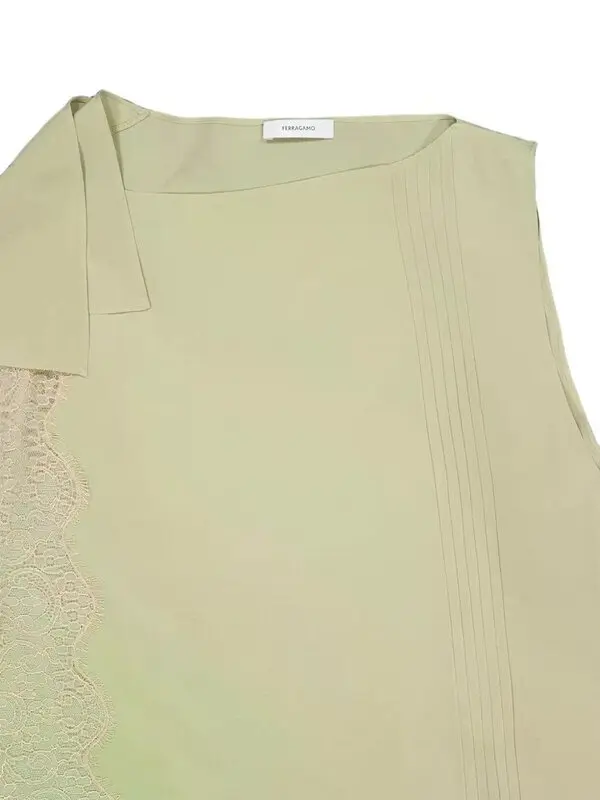 FERRAGAMO Lace-panelled Pintuck Top