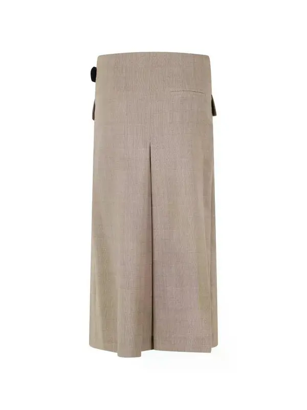 SEMICOUTURE Cressida Belted Pleated Midi Skirt - Neutrals
