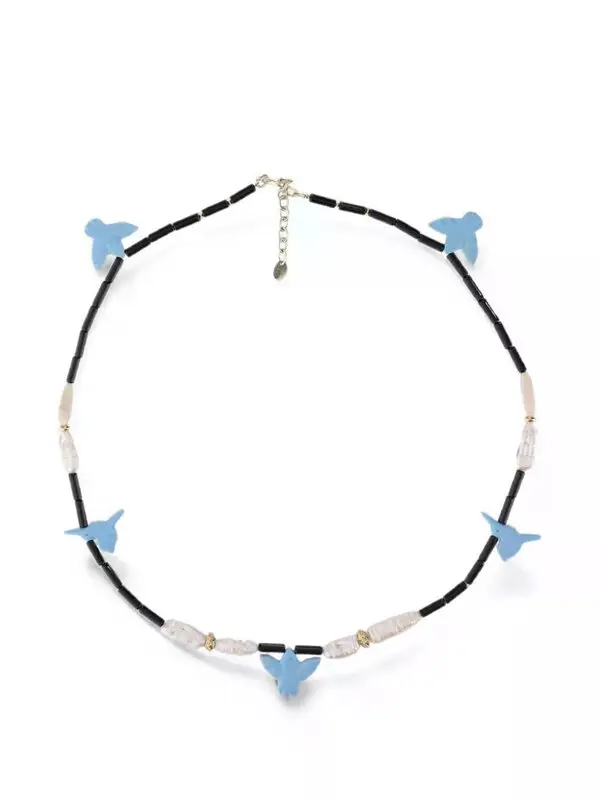 Lisa C Bird-motif Beaded Necklace - Silver