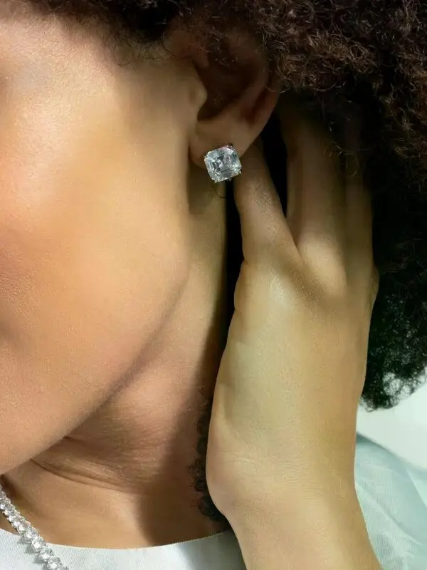 FANTASIA BY DESERIO Square Cut Cubic Zirconia Clip-on Earrings