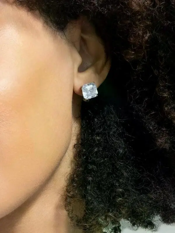 FANTASIA BY DESERIO Square Cut Cubic Zirconia Clip-on Earrings