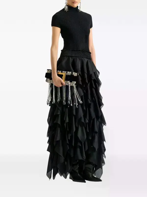 Balmain Long Ruffled Skirt