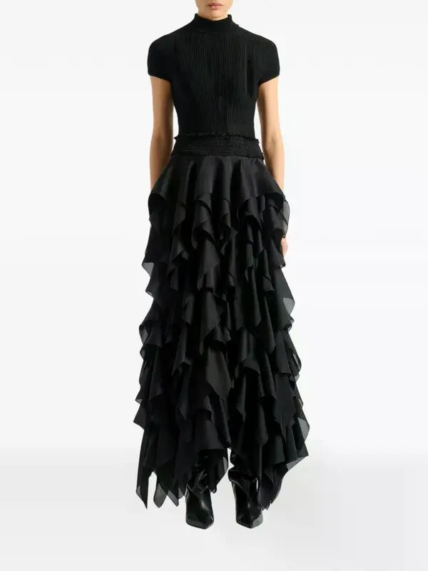 Balmain Long Ruffled Skirt