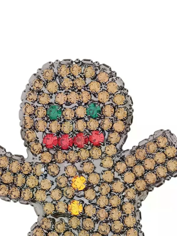 Lisa C Crystal-embellished Gingerbread-man Brooch