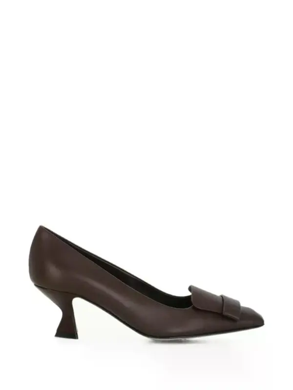 SERGIO ROSSI Plaque-detail Squared-toe Heeled Pumps - Red