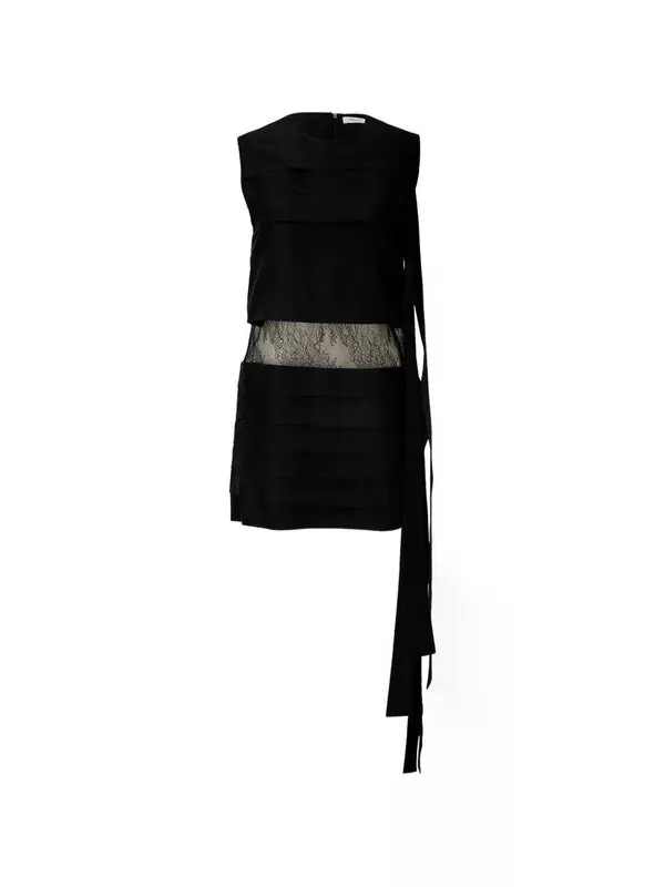 FERRAGAMO Lace-panelled Tiered Mini Dress - Black