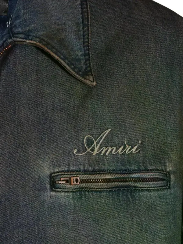 Amiri Skels Leather-patch Denim Jacket
