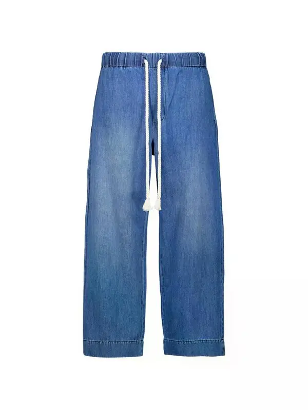 Commas Drawcord-waist Pintuck-pleat Jeans - Blue