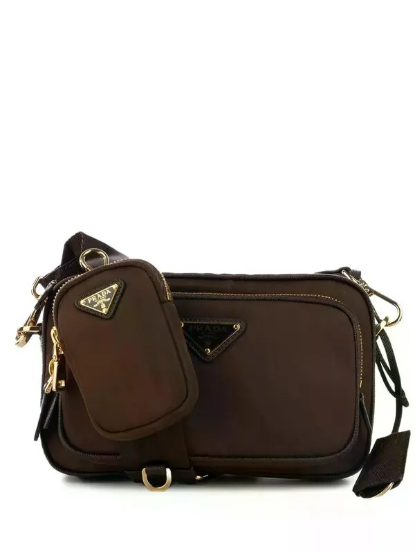 Prada Logo-plaque Shoulder Bag - Brown
