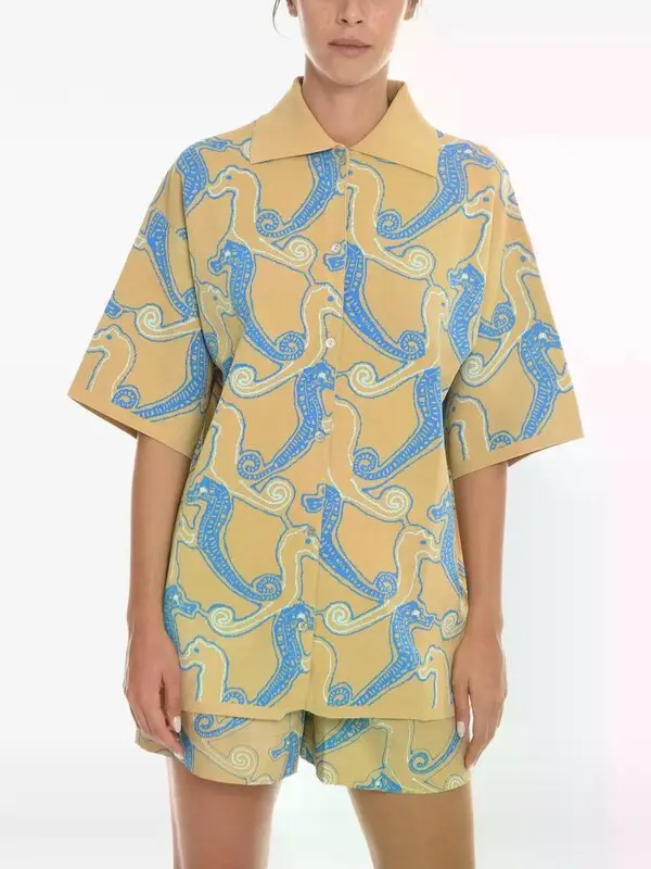 SAMSOE SAMSOE Embroidered Short-sleeve Shirt - Neutrals