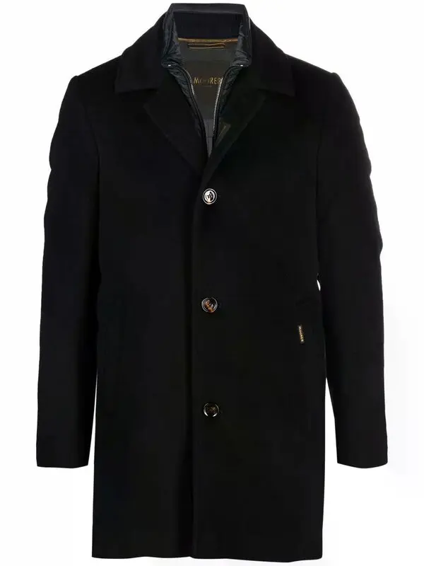 MOORER Layered Single-breasted Wool Coat - Blue
