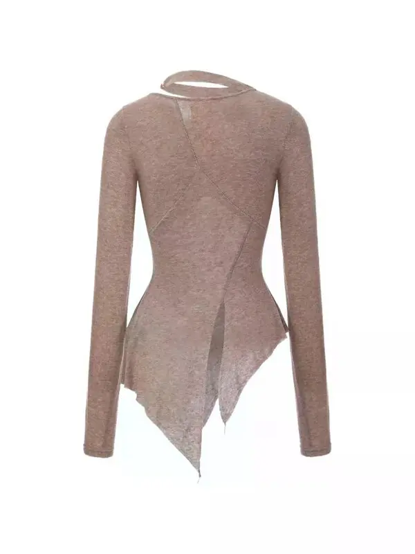 ELYWOOD Asymmetric Stitch-paneled Long-sleeved T-shirt