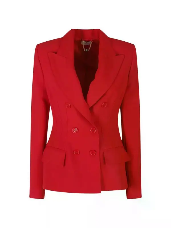 Elisabetta Franchi Double-breasted Peaked-lapel Jacket - Red