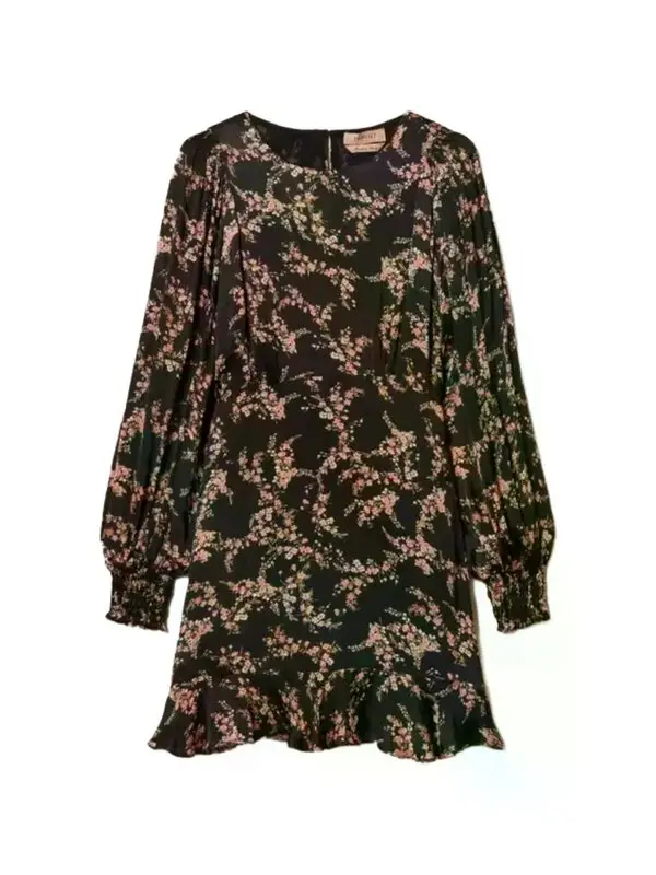TWINSET Floral-print Ruffled Mini Day Dress - Black