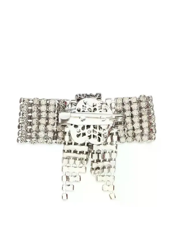 Lisa C Crystal-embellished Bow Brooch - Silver