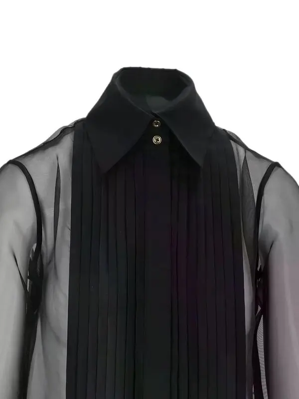 Elisabetta Franchi Pleated-bib Sheer Blouse