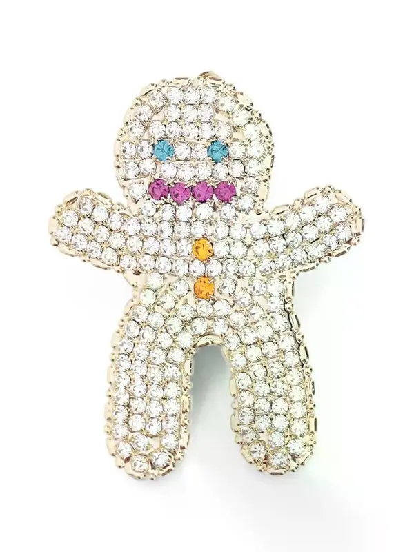 Lisa C Crystal-embellished Gingerbread Brooch - Gold