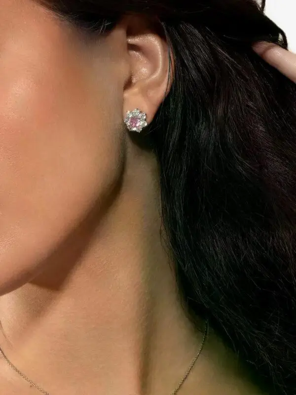 FANTASIA BY DESERIO Flower Stud Earrings With Cubic Zirconia In Sterling