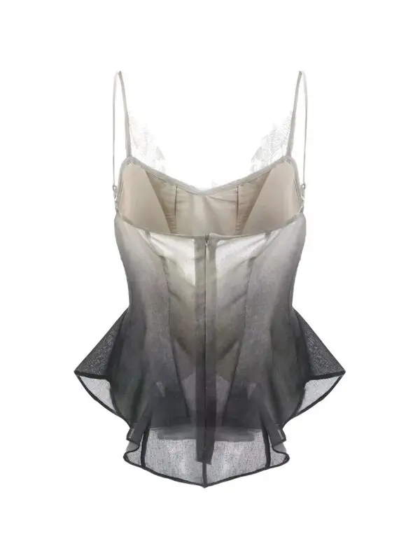 ELYWOOD Lace-trim Ombré Asymmetric Sleeveless Blouse