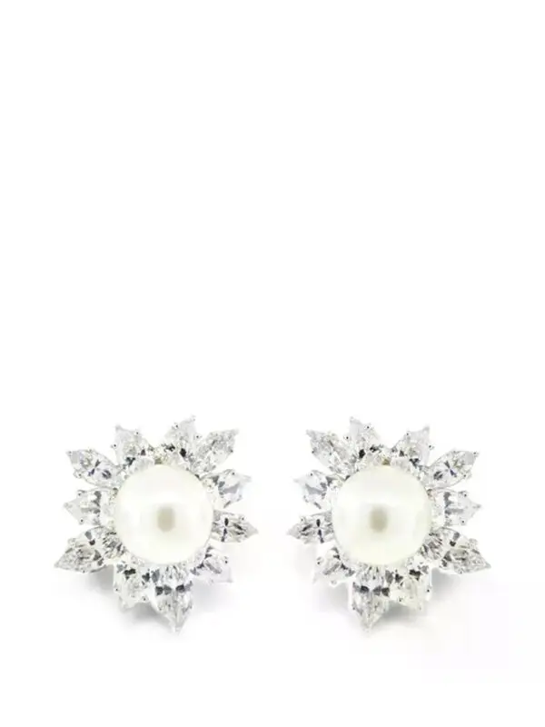 FANTASIA BY DESERIO Pearl Marquise-cut Earrings - Silver