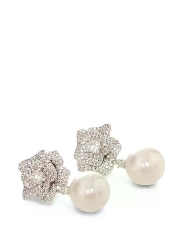 SELF-PORTRAIT Mini Crystal-embellished Flower-drop Earrings