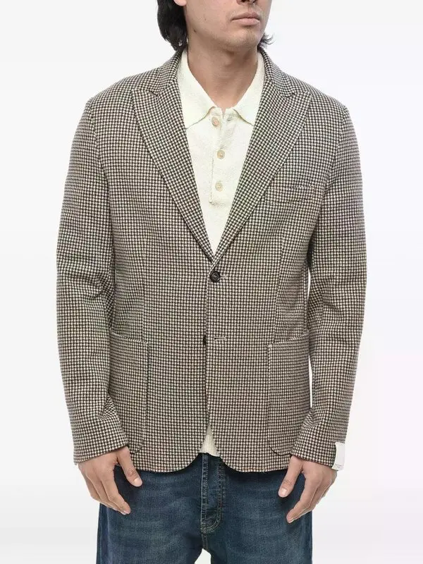 PAOLO PECORA Houndstooth Single-breasted Blazer - Brown