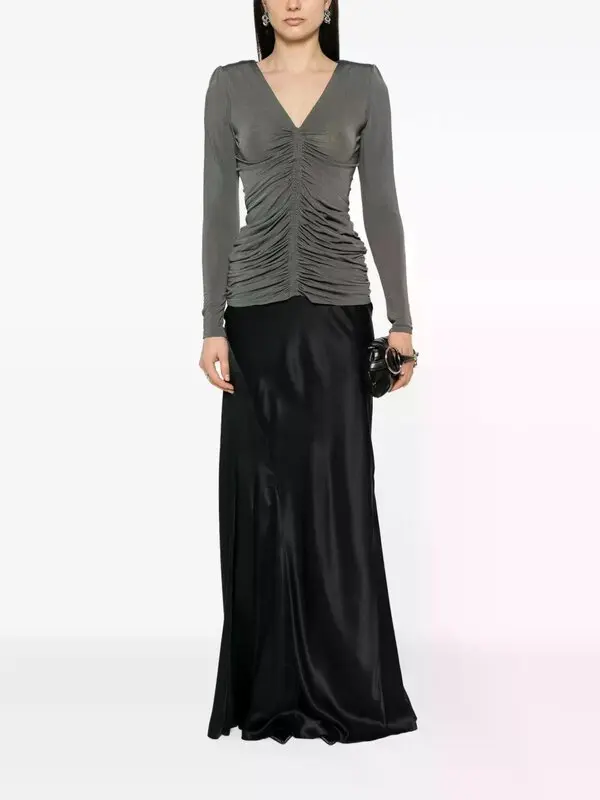 Givenchy Ruched Long-sleeve Top - Grey