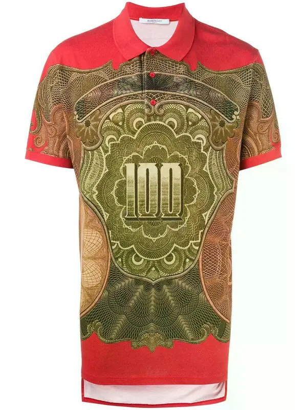 Givenchy Dollar Print Polo Shirt - Red