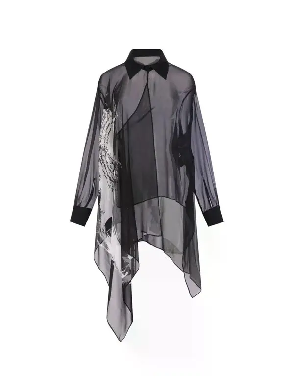 Yohji Yamamoto Asymmetric Printed Shirt - Black