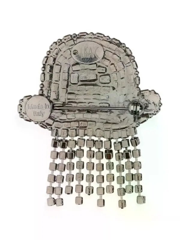 Lisa C Crystal-embellished Fringed Brooch - Silver