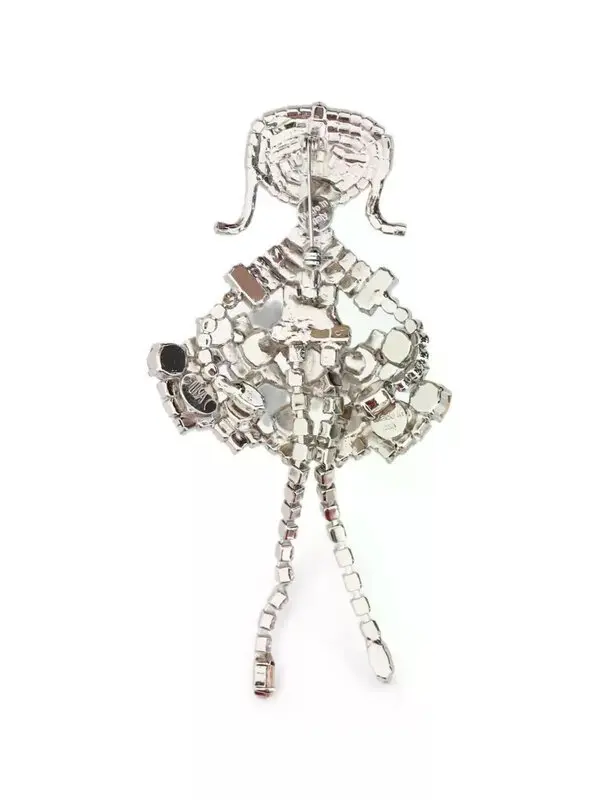 Lisa C Crystal-embellished Ballerina Brooch - Silver