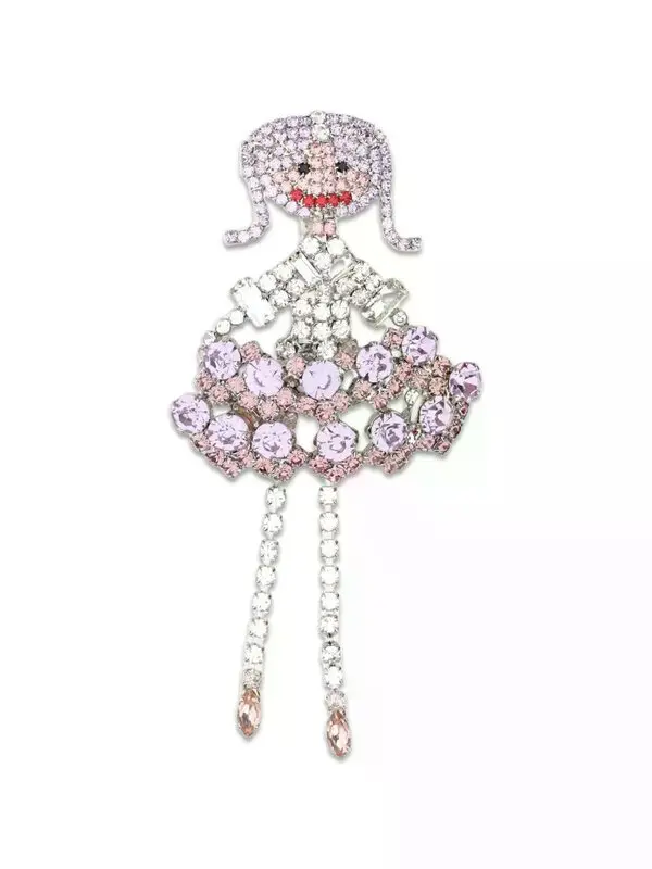Lisa C Crystal-embellished Ballerina Brooch - Silver
