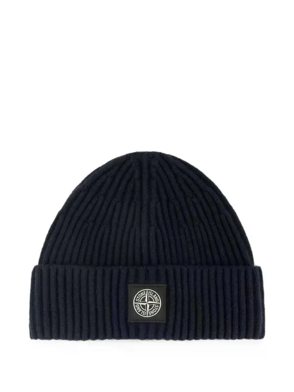 Stone Island Ribbed-knit Beanie Hat - Blue
