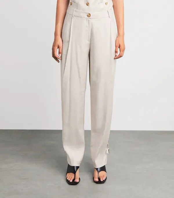 TOCCIN Linen-blend Elowen Trousers With Bow-tie Ankle Detail