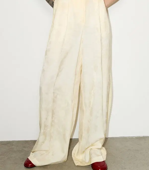 Max & Co. Floral Jacquard Wide-leg Trousers - Yellow