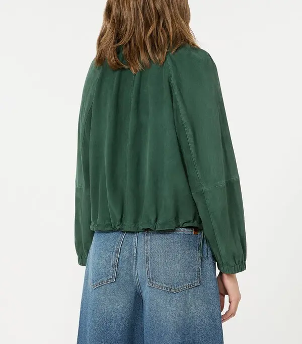 Max Mara Suede Drawstring Bomber Jacket