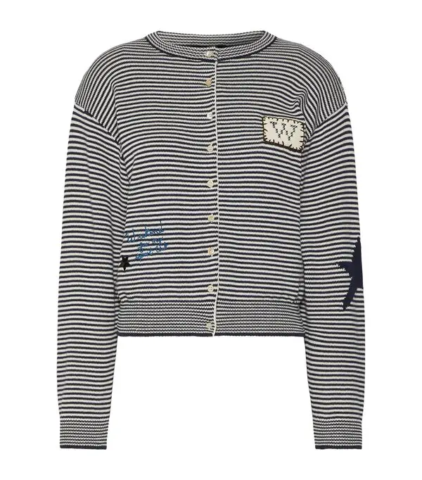 Max Mara Striped Crew-neck Cardigan - Navy