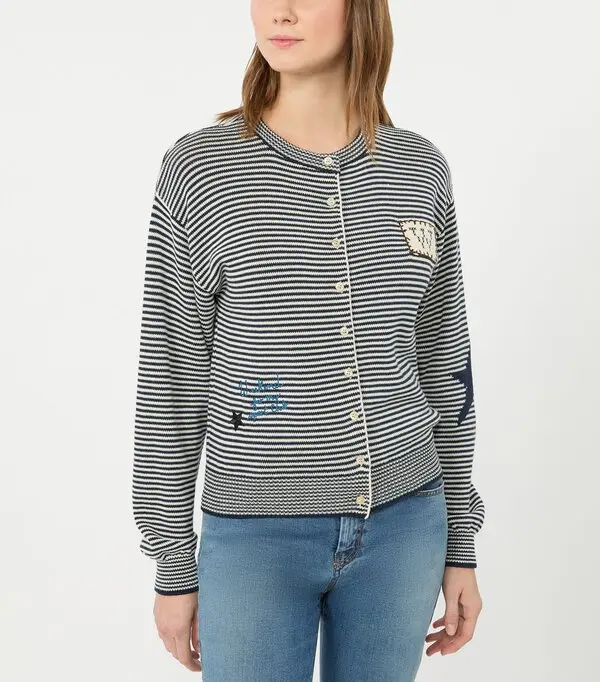 Max Mara Striped Crew-neck Cardigan